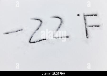 drawn on the snow, temperature symbols denoting negative very cold ...