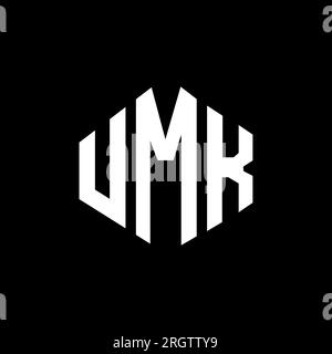 UMK letter logo design with polygon shape. UMK polygon and cube shape ...