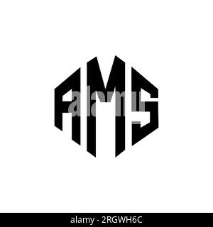 AMS letter logo design with polygon shape. AMS polygon and cube shape ...