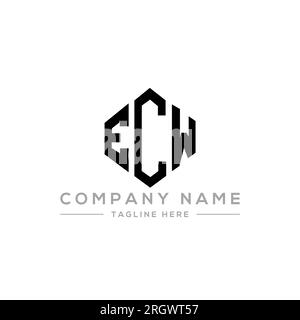 ECW letter logo design with polygon shape. ECW polygon and cube shape ...