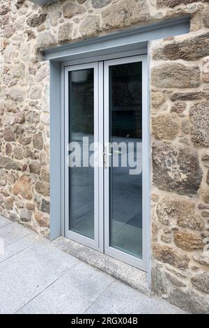 Steel beam lintel of a renovated old house facade. Architecture detail ...
