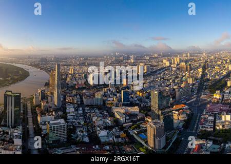Sunrise on Saigon riverside, Ho Chi Minh city, Vietnam Stock Photo - Alamy