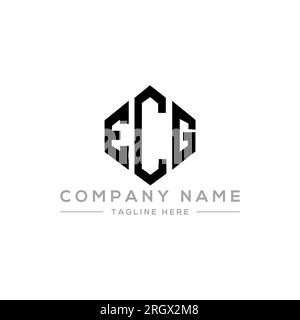 ECG letter logo design with polygon shape. ECG polygon and cube shape ...