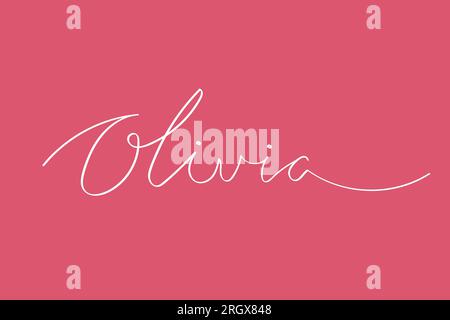Female name Olivia. Handwritten lettering calligraphy Girl name. Vector ...
