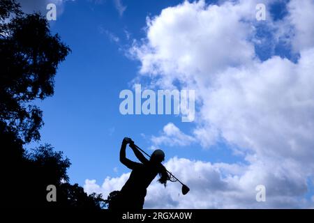 Julia Lopez Ramirez tees off on the ninth hole during the first round ...