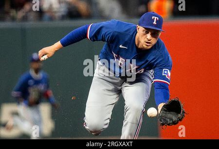 Texas Rangers shortstop Corey Seager (5) during the MLB baseball game ...