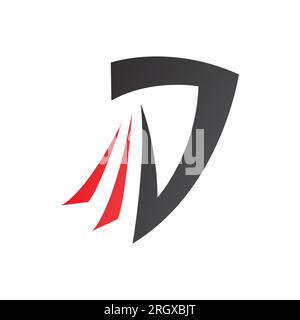 Red and Black Letter D Icon with Tails on a White Background Stock ...