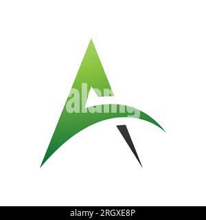 Black and Green Spiky Arch Shaped Letter A Icon on a White Background ...