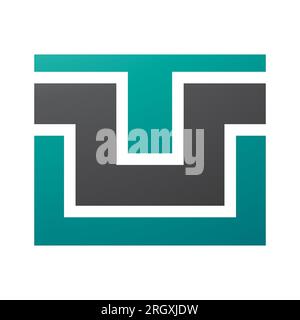Persian Green and Black Rectangle Shaped Letter V Icon on a White ...