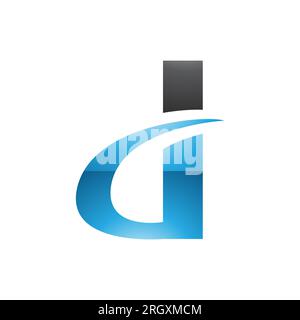 Black and Blue Curvy Pointed Letter D Icon on a White Background Stock ...