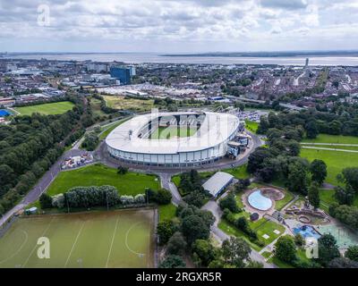 A aerial view of the MKM Stadium, home to Hull City during the Sky Bet ...