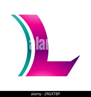 Magenta and Green Concave Lens Shaped Letter L Icon on a White ...