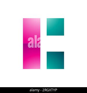 Magenta and Green Glossy Rectangular Letter R Icon on a White ...