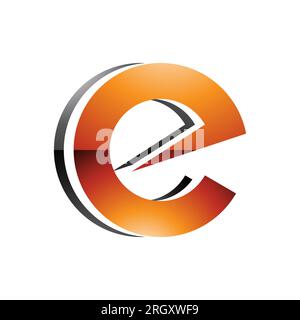Orange and Black Round Layered Lowercase Letter E Icon on a White ...