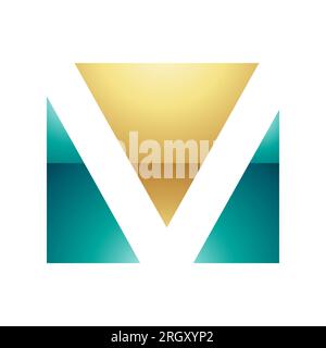 Persian Green and Gold Glossy Rectangular Letter R Icon on a White ...