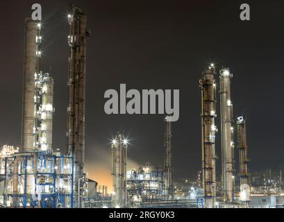 beautiful pictures of a natural gas factory at night and flashing ...