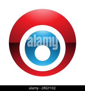 Red and Blue Letter O Icon with Nested Circles on a White Background ...