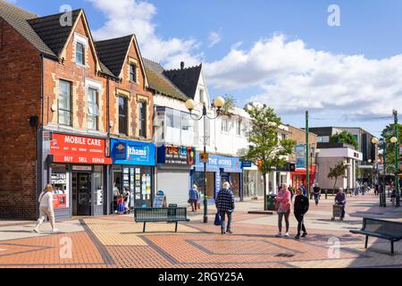 Scunthorpe High Street with people shopping in Scunthorpe town centre ...