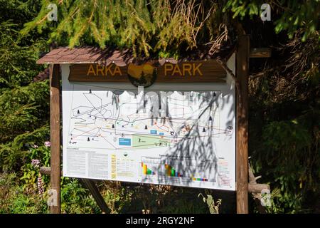 Sibiu, Romania - October, 8 2022: Adventure Arka Park Paltinis map at ...