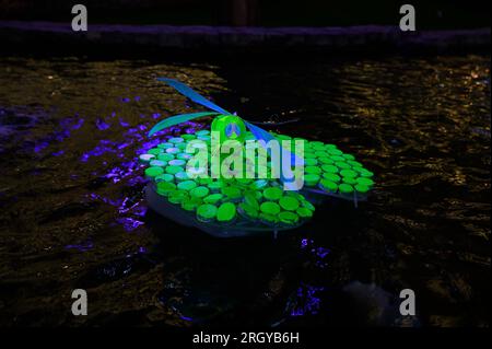 floating sculptures made out of recycled plastic - Canary Wharf Winter ...