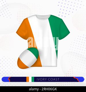 Flag of Ivory Coast on rugby ball. Round rugby icon with flag of Ivory ...