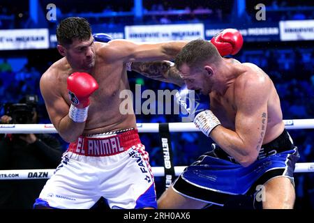 Demsey McKean (left) in action against Liam Talivaa (right) during ...
