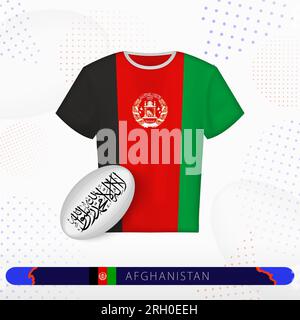 Flag of Afghanistan on rugby ball. Round rugby icon with flag of ...