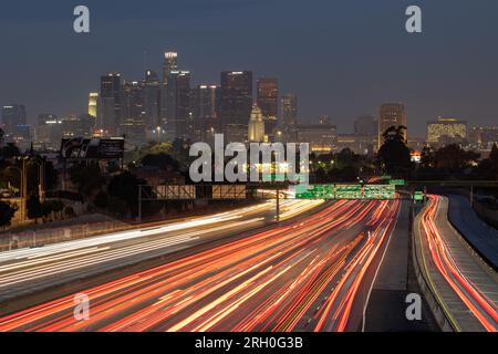Morning traffic on Interstate 10 heading into downtown Los Angeles ...