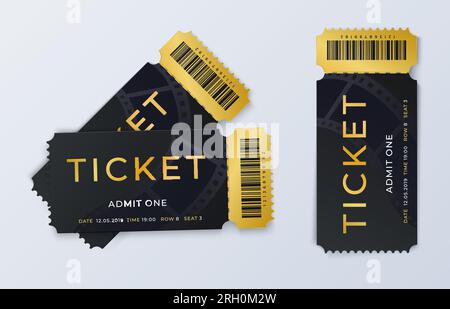 Paper tickets with numbers. Set of vector templates entry tickets ...
