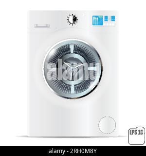 An image of a front load washing machine vector color drawing or ...