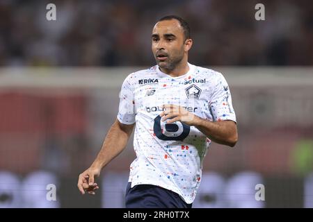 Nice, France, 11th August 2023. Aaron Malouda of LOSC Lille looks on ...