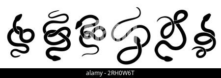 Black snakes silhouettes. Astrology symbol. Black snakes elements for ...