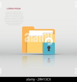 Files folder permission icon in flat style. Document access vector illustration on isolated ...