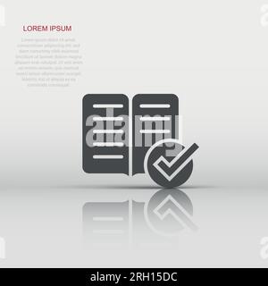 Book check mark icon in flat style. Bookmark approval vector ...