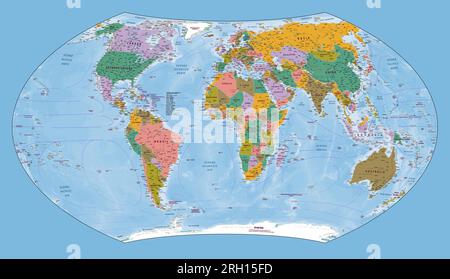Political world map Spanish language Miller projection Stock Vector ...