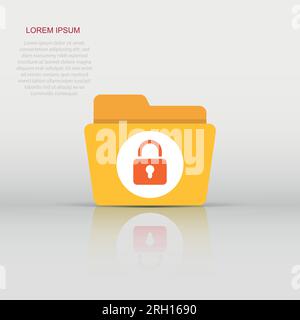 Files folder permission icon in flat style. Document access vector illustration on isolated ...