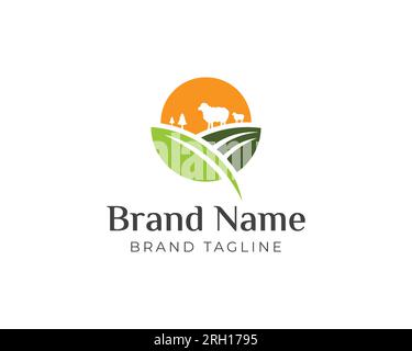 hill leaf farm logo. hill farm logo combination with leaves ...