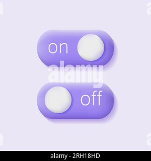 Lock or unlock buttons. On and Off toggle switch buttons. Modern flat ...