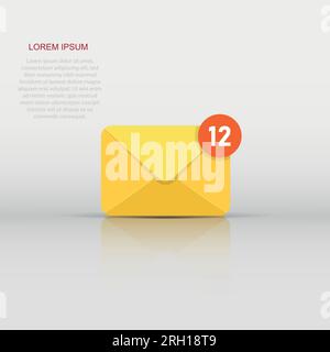 New incoming messages icon in flat style. Envelope with notification vector illustration on ...