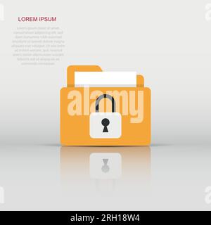 Files folder permission icon in flat style. Document access vector illustration on isolated ...