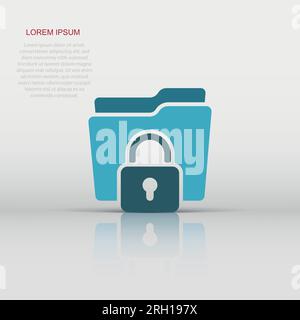 Files folder permission icon in flat style. Document access vector illustration on isolated ...