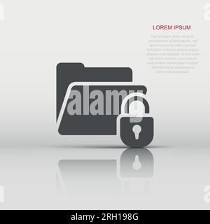 Files folder permission icon in flat style. Document access vector illustration on isolated ...