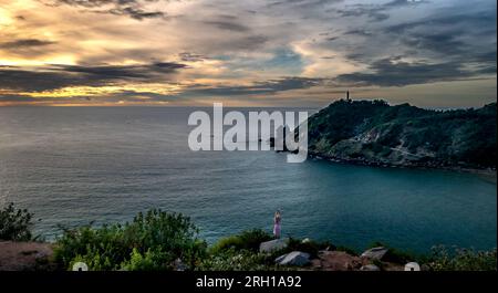 Mui Dien Lighthouse in the morning at Phu Yen province, Viet Nam Stock ...