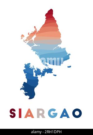 Siargao map design. Shape of the island with beautiful geometric waves ...