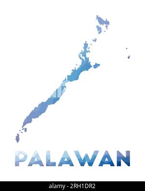 Palawan icon. Polygonal map of the island in gradient ring. Round low ...