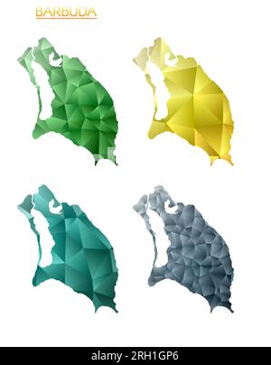 Antigua and Barbuda country silhouette. Set of 3 high detailed maps ...