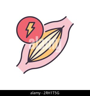 Muscle pain related vector icon. Muscle with lightning. Muscle pain ...