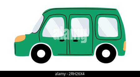 Minivan side view. Green car icon. Vector illustration Stock Vector ...
