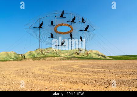 Geese in Flight sculpture on the Enchanted Highway, near Dickinson ...