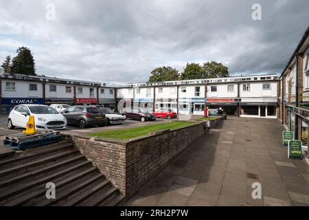 Shops shopping arcade in Yateley town in Hampshire, England, UK ...